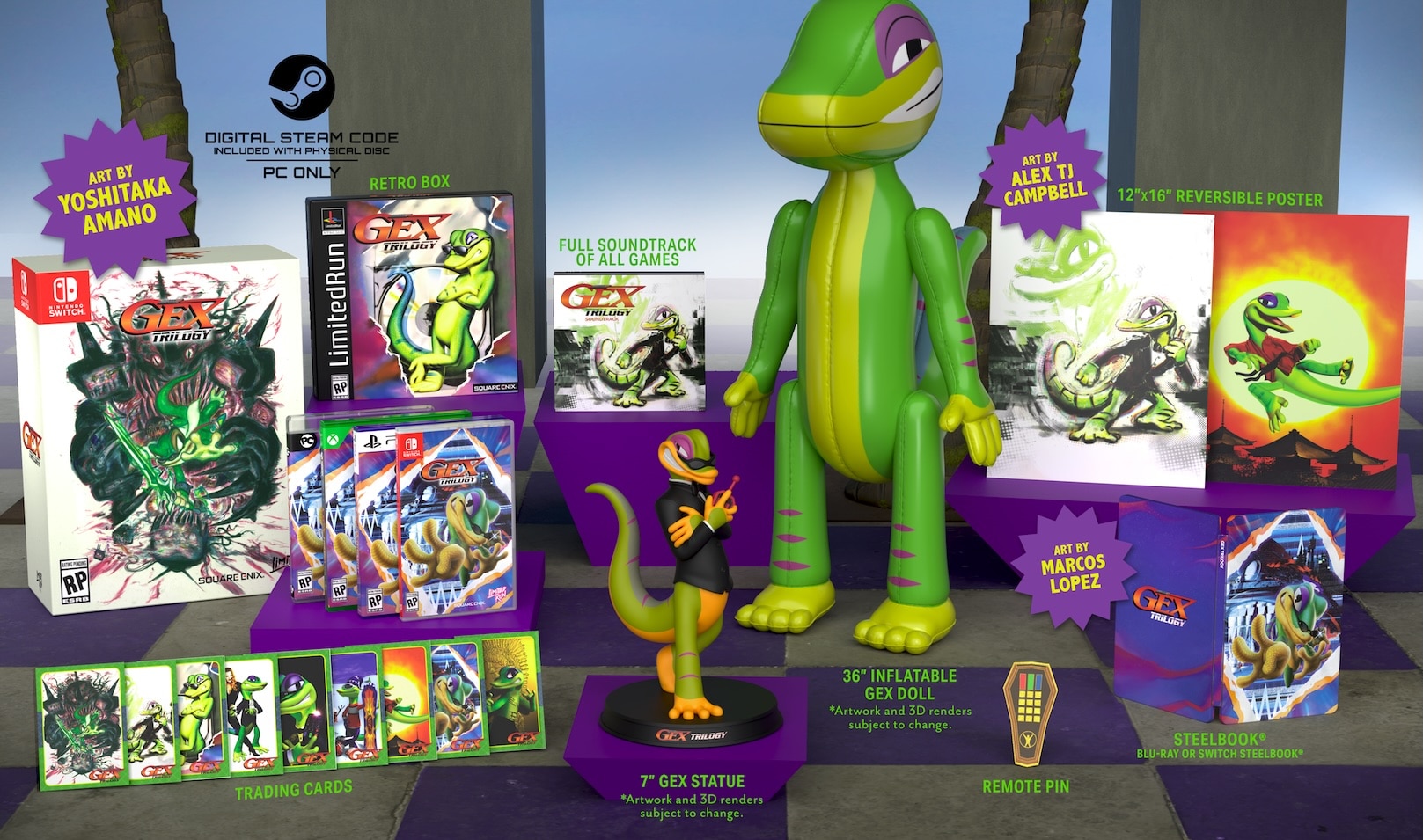 Gex Trilogy gets collector's edition with Yoshitaka Amano cover, and inflatable Gex doll